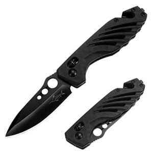 xiphias 4.25" edc axis lock folding pocket knife tactical knife with pocket clip,glass breaker,seat belt cutter emergency multitool fk045 (stainless steel blade)