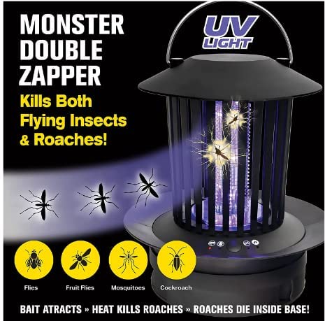 Double Zapper 18W by Bell+Howell Plug-in Electric Bug Killer, Zaps Flies, Mosquitoes, Ants/Bait and Heat Kills Cockroaches As Seen On TV 8.5”