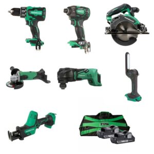 metabo hpt 7-tool combo kit | 18-volt brushless power tools | soft case | kc18dbfl2qf