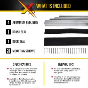 Xcluder X2 Rodent Proof Overhead Sectional Door Seal Kit, 16’4” Wide for 1.75” Thick Doors, Stops Mice, Rats and Weather, Suitable for Residential or Commercial Property Use