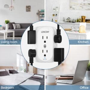 LENCENT 2 Prong Power Strip, 3 to 2 Prong Grounding Outlet Adapter, Polarized Plug, Surge Protector, 3-Sided 6 Outlets Widely Spaced Extender, Mountable Wall tap for Non-Grounded Outlet