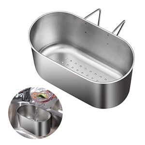 stainless steel sink drain strainer basket, multifunctional hanging sink strainer colander drain basket for filter kitchen waste and wash vegetables fruits (silver)