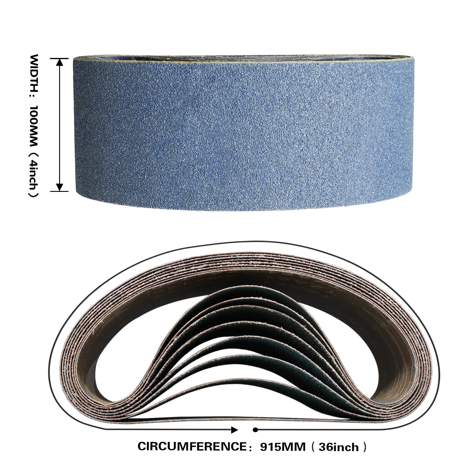 Belt Sander Paper, 4 x 36 Inch Sanding Belts, Zirconia Metal Sandpaper Belt, 8Pcs Sander Belts (2 Each of 40 60 80 120 Grits), Belt Sander Sandpaper for Metal, Wood, Cars, Furniture, Stainless Steel