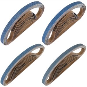 1/2" x 18" zirconia sanding belts for belt sander, 32pcs 8 each of 40/60/80/120 assorted grits, 1/2 x 18 inch sanding belts for air belt sander, woodworking, metal polishing, derusting, 32-pack