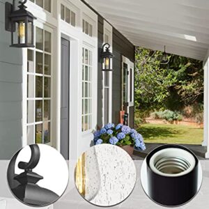 FEMILA Outdoor Wall Light Fixture,1-Light Exterior Waterproof Wall Sconce,E26 Socket Front Porch Lights,Anti-Rust Matte Black Finish with Seeded Glass Lampshade,4FD54B-BK