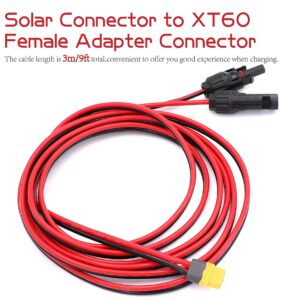 Ruikarhop 9Ft 12AWG Cable Solar Connector to XT60 Female Adapter Connector Connect Solar Panel for Solar Generator