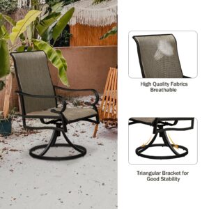 MEOOEM Outdoor Patio Dining Chairs Set of 2 Swivel Patio Chairs All Weather Textilene High Back Patio Furniture Chair with Armrest & Black Metal Frame for Lawn Garden Backyard