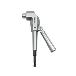 AUCO Durable Right Angle Drill Attachment, Impact Fit, Max Torque 500 in-lbs, All Metal Body & Steel Gear, For Use with Cordless Drill and Impact Driver, Compact Design for Work in Tight Area