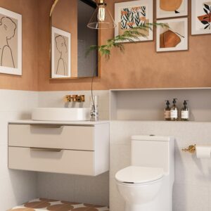 DeerValley Symmetry One Piece Toilet, Dual Flush 1.1/1.6 GPF Elongated Standard Toilet for Bathroom, Toilets with Comfortable Seat Height (Seat Included) (White)