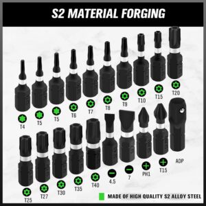 SWANLAKE 20PCS Tamper Resistant Star Bit Set,Torx Bit Set, Impact Grade Security Torx Bit Set,1/4-inch Hex Shank, S2 Alloy Steel, T4-T40