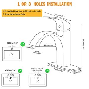 Hoimpro Waterfall Brushed Nickel Single Hole Bathroom Faucet, Single Handle Bathroom Vanity Sink Faucet, Rv Vanity Faucet, Brushed Nickel (1 or 3 Hole)