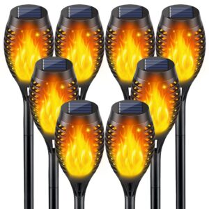 solar lights outdoor, 8pack solar torch light with flickering flame, waterproof outdoor lights solar powered, decorative solar garden lights, tiki torches for outdoor decorations for patio yard garden