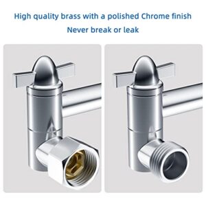 16 Inch Solid Brass Adjustable Shower Head Extension Arm with Lock Joints, Extra Long Shower Extension Arm, Flexible Height & Angle Shower Arm Extender, Universal Connection to all Shower Heads,Chrome