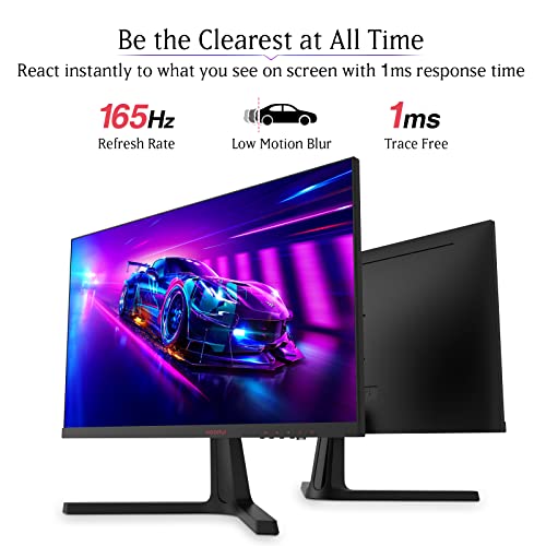 KOORUI 24 Inch Computer Monitor -FHD 1080P Gaming Monitor 165Hz VA 1ms, AdaptiveSync Technology, LED Monitors with Ultra-Thin, HDMI X2 /DP, VESA Compatible, Tilt Adjustable, Eye Care 24E4