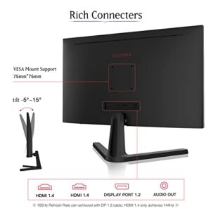 KOORUI 24 Inch Computer Monitor -FHD 1080P Gaming Monitor 165Hz VA 1ms, AdaptiveSync Technology, LED Monitors with Ultra-Thin, HDMI X2 /DP, VESA Compatible, Tilt Adjustable, Eye Care 24E4