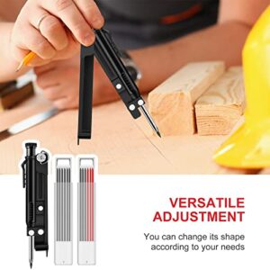 GUIMIYHY Multifunctional Aluminum Tracker Scribing Tool Sets with 2PCS Deep Hole Pencil and 14PCS Pencil Leads ，DIY Woodworking Graffiti Line Measurement Shape Compass Rchitectural Drawing Profiler