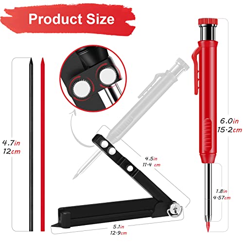 GUIMIYHY Multifunctional Aluminum Tracker Scribing Tool Sets with 2PCS Deep Hole Pencil and 14PCS Pencil Leads ，DIY Woodworking Graffiti Line Measurement Shape Compass Rchitectural Drawing Profiler