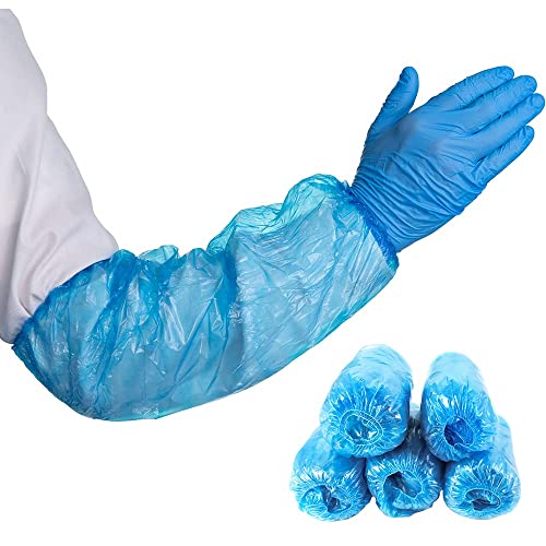 Disposable Plastic Sleeves | Blue | 100 Pack | 18 Inch | Waterproof Arm and Sleeve Protection