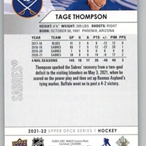 2021-22 Upper Deck Series One #25 Tage Thompson Buffalo Sabres Official NHL Hockey Card in Raw (NM or Better) Condition