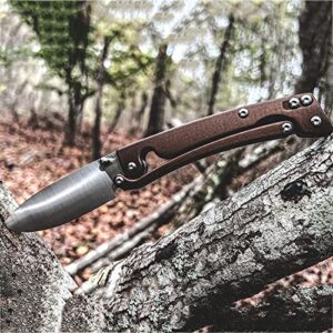 Revolt Knives Revolt Reflex Folding Pocket Knife VG10 Stainless Steel 3.2” Blade - Aluminum Alloy Scales Handle Frame Lock Design - EDC Every Day Carry Folder Knife, Brown