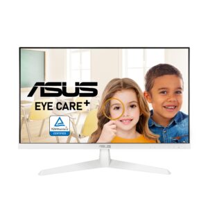 asus vy249he-w 23.8” 1080p monitor - white, full hd, 75hz, ips, adaptive-sync/freesync, eye care plus, color augmentation, rest reminder, hdmi, vga frameless vesa wall mountable