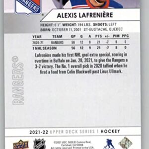 2021-22 Upper Deck Series One #123 Alexis Lafreniere New York Rangers Official NHL Hockey Card in Raw (NM or Better) Condition