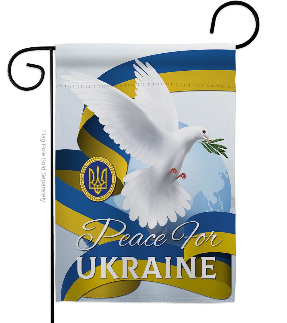 Ukrainian Decorations Home Decor Banner Room Wall Art Patio Lawn Front Porch Outdoor Small Tapestry Yard Sign Wall Hanging Stand with Bandera de Ukraine Garden Flag Peace Gifts Made In USA