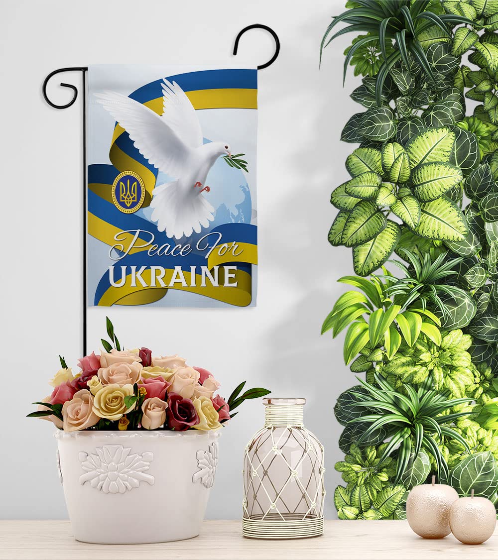 Ukrainian Decorations Home Decor Banner Room Wall Art Patio Lawn Front Porch Outdoor Small Tapestry Yard Sign Wall Hanging Stand with Bandera de Ukraine Garden Flag Peace Gifts Made In USA