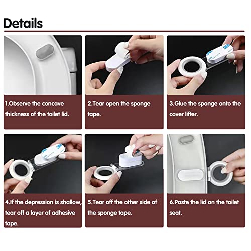 Moloudan Toilet Seat Lifter, Toilet Lid Lifter, Avoid Touching Toilet Seat Handle Lifter Bathroom Accessories, More Practical, More Sanitary, 2 Pack, White