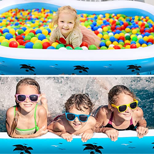 Large Inflatable Pool with Seat, Jhunswen Blow Up Pool for Adults, 100" x 61" x 17" Swimming Pool for Kids with Backrest for Backyard Outside, Family Summer Water Center (Without Pump)