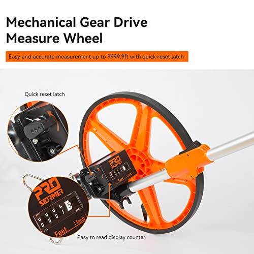 Distance Measuring Wheel, Prostormer 12.5" Foldable Rolling Measure Wheel in Feet with Kickstand and Carrying Bag, Measurement Up To 9999.9Ft