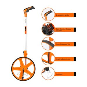 Distance Measuring Wheel, Prostormer 12.5" Foldable Rolling Measure Wheel in Feet with Kickstand and Carrying Bag, Measurement Up To 9999.9Ft