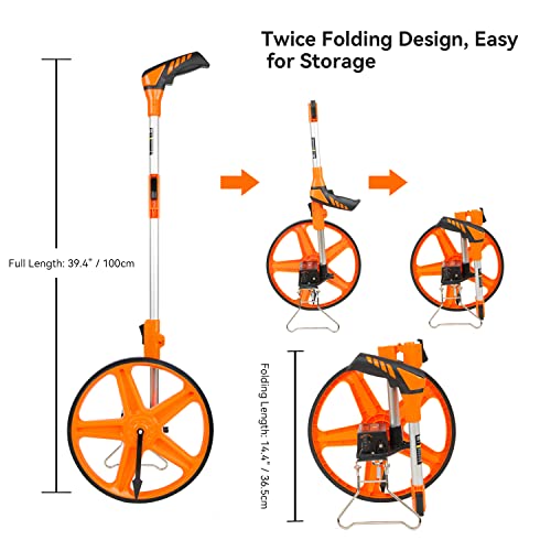 Distance Measuring Wheel, Prostormer 12.5" Foldable Rolling Measure Wheel in Feet with Kickstand and Carrying Bag, Measurement Up To 9999.9Ft