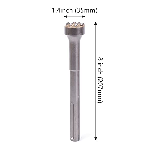 Vearter SDS MAX Shank 12 Teeth Tungsten Carbide Tipped Masonry Chisel, 8'' Rotary Hammer Concrete Granite Bushing Bit for Concrete Roughness Coating Remove