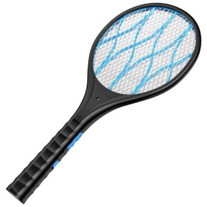 moshunt bug zapper for indoor outdoor electric fly swatter usb rechargeable mosquito zapper racket with 4000v powerful grid, removable flashlight and 3-layer safety mesh for home, outdoor, garden