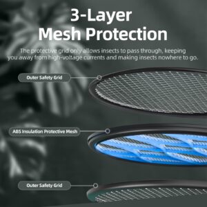 MOSHUNT Bug Zapper for Indoor Outdoor Electric Fly Swatter USB Rechargeable Mosquito Zapper Racket with 4000V Powerful Grid, Removable Flashlight and 3-Layer Safety Mesh for Home, Outdoor, Garden