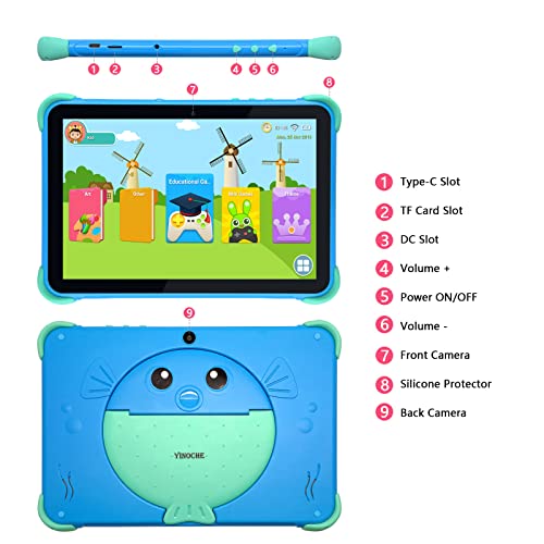 moonka 10.1 Inch Kids Tablet Android 11 Tablet for Kids 2GB+32GB Toddler Tablet APP Preinstalled & Parent Control IWWA Kids Education Tablet with WiFi, Dual Camera, Bluetooth, Kid-Proof Case