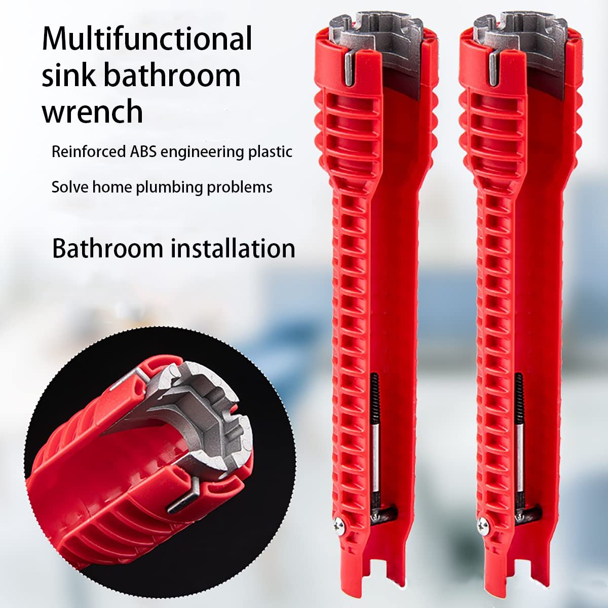 Qiuerte 8 in 1 Multifunctional Sink Bathroom Wrench, Plumbing Installation Tool Household Water Pipe Faucet Washing Basin Corner Valve Sink Repair Removal Tool