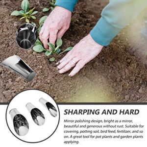 Cabilock 3Pcs Bonsai Soil Scoops Stainless Steel Soil Scoop Garden Soil Shovel Small Soil Scoops Potting Scooper Gardening Tools (Silver)