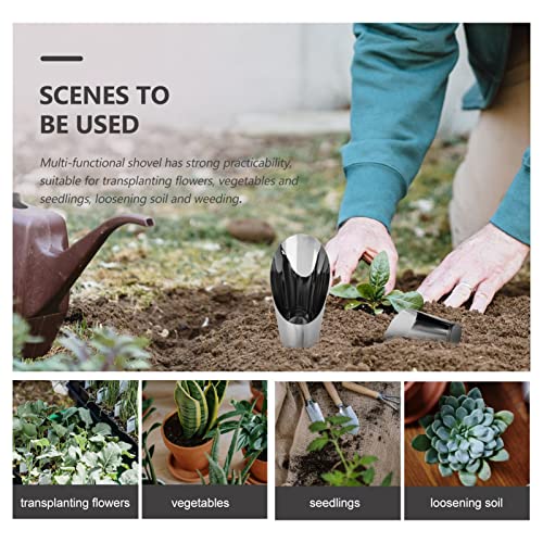 Cabilock 3Pcs Bonsai Soil Scoops Stainless Steel Soil Scoop Garden Soil Shovel Small Soil Scoops Potting Scooper Gardening Tools (Silver)