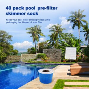 RECHIATO 50 Pack Pool Skimmer Socks for Pool Filters, Filters Baskets and Skimmers to Filter Debris and Leaves, Protact Filter System of Inground and Above Ground Pools