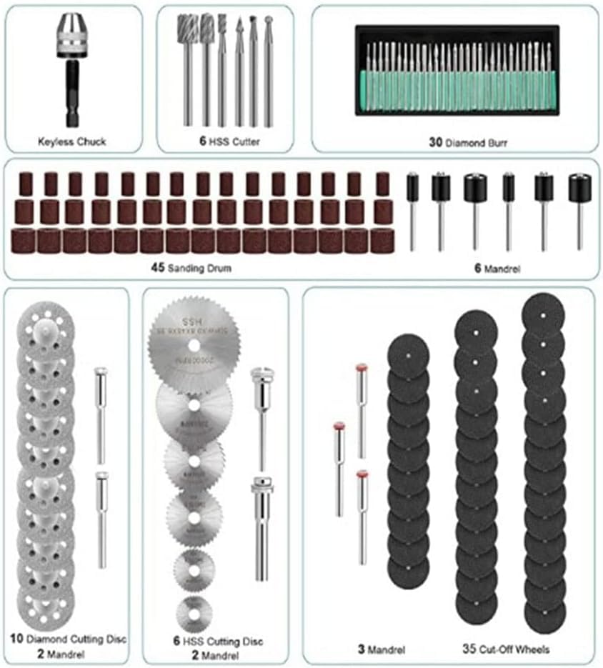 146 Pcs Universal Rotary Tool Kit Electric Grinder Sander Polisher Drill Accessories Tool Set Combination