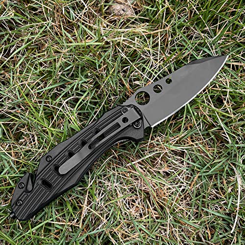 ALBATROSS Practical folding knife for everyday use, pocket knife with Seatbelt Cutter and Glass Breaker, 4" Ultra light to carry (BC)