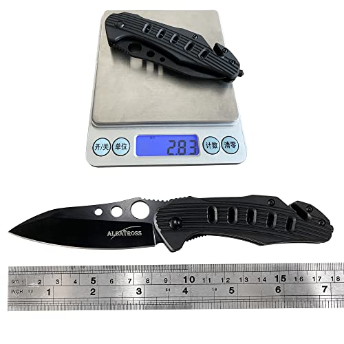 ALBATROSS Practical folding knife for everyday use, pocket knife with Seatbelt Cutter and Glass Breaker, 4" Ultra light to carry (BC)