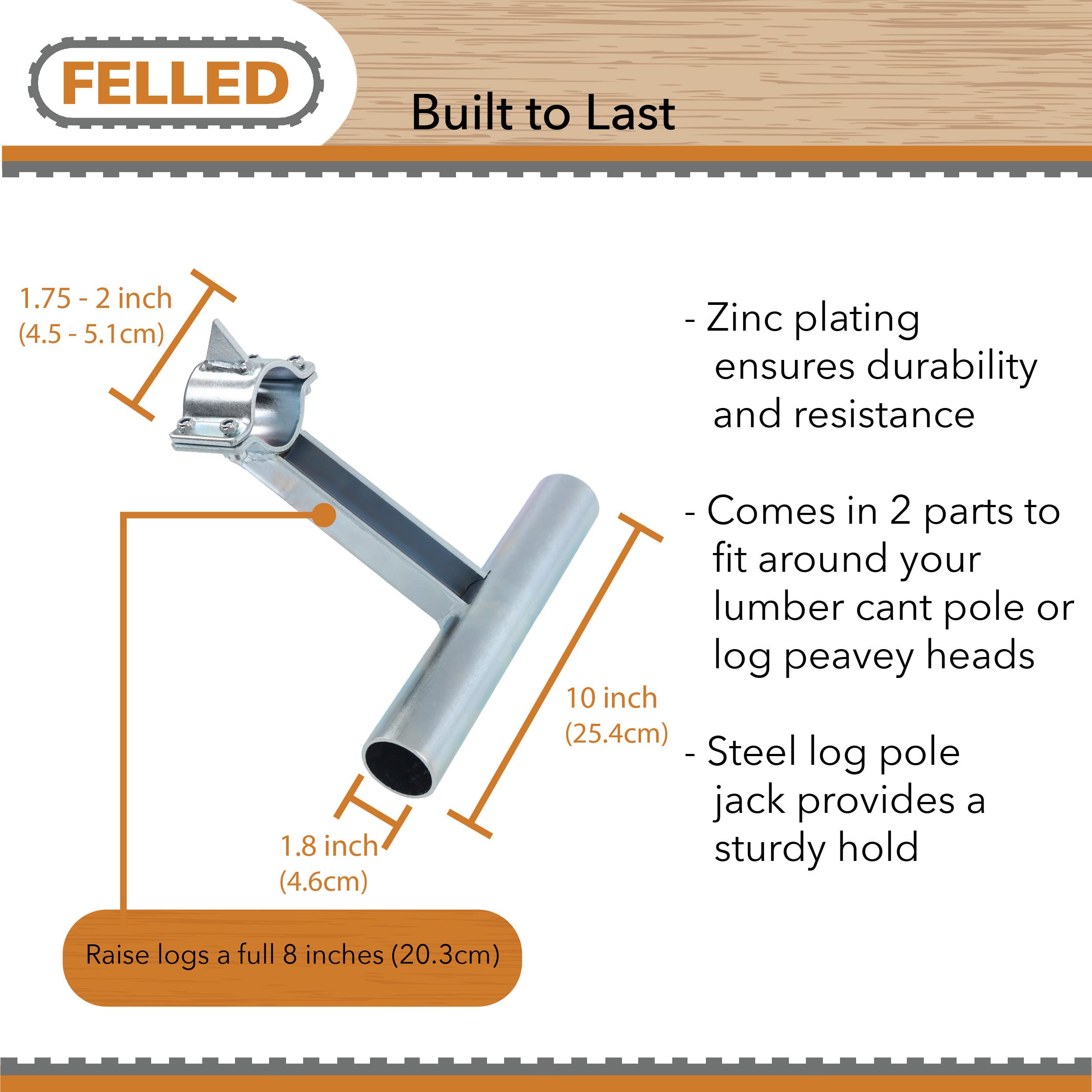 Felled Logging Peavey Log Roller Lifter Attachment - 8in Lifting Log Cutting Stand Fits Log Peavey and Cant Hooks