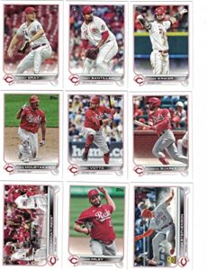 cincinnati reds / 2022 topps baseball team set (series 1 and 2) with (20) cards. plus 2021 topps reds baseball team set (series 1 and 2) with (24) cards. ***includes (3) additional bonus cards of former reds greats barry larkin, eric davis and joe morgan!