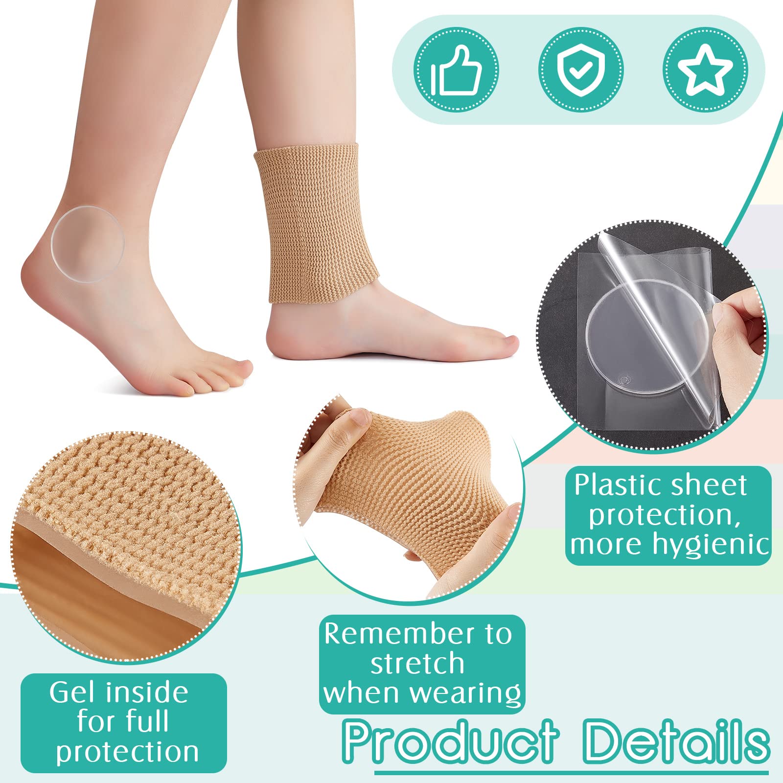 4 Pieces Ankle Gel Sleeve Padded Socks Ankle Protector Gel Sleeve Socks Gel Pads Ankle Support Brace Pad Skateboard Accessories for Skating Riding Ski Ankle Protection Foot Support Socks