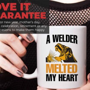 Bubble Hugs Welder Mug White 11oz - A Welder Melted My Heart - Specialize Judging Your Welds Machine Welding Fabricator