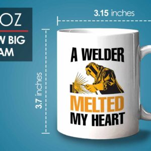 Bubble Hugs Welder Mug White 11oz - A Welder Melted My Heart - Specialize Judging Your Welds Machine Welding Fabricator