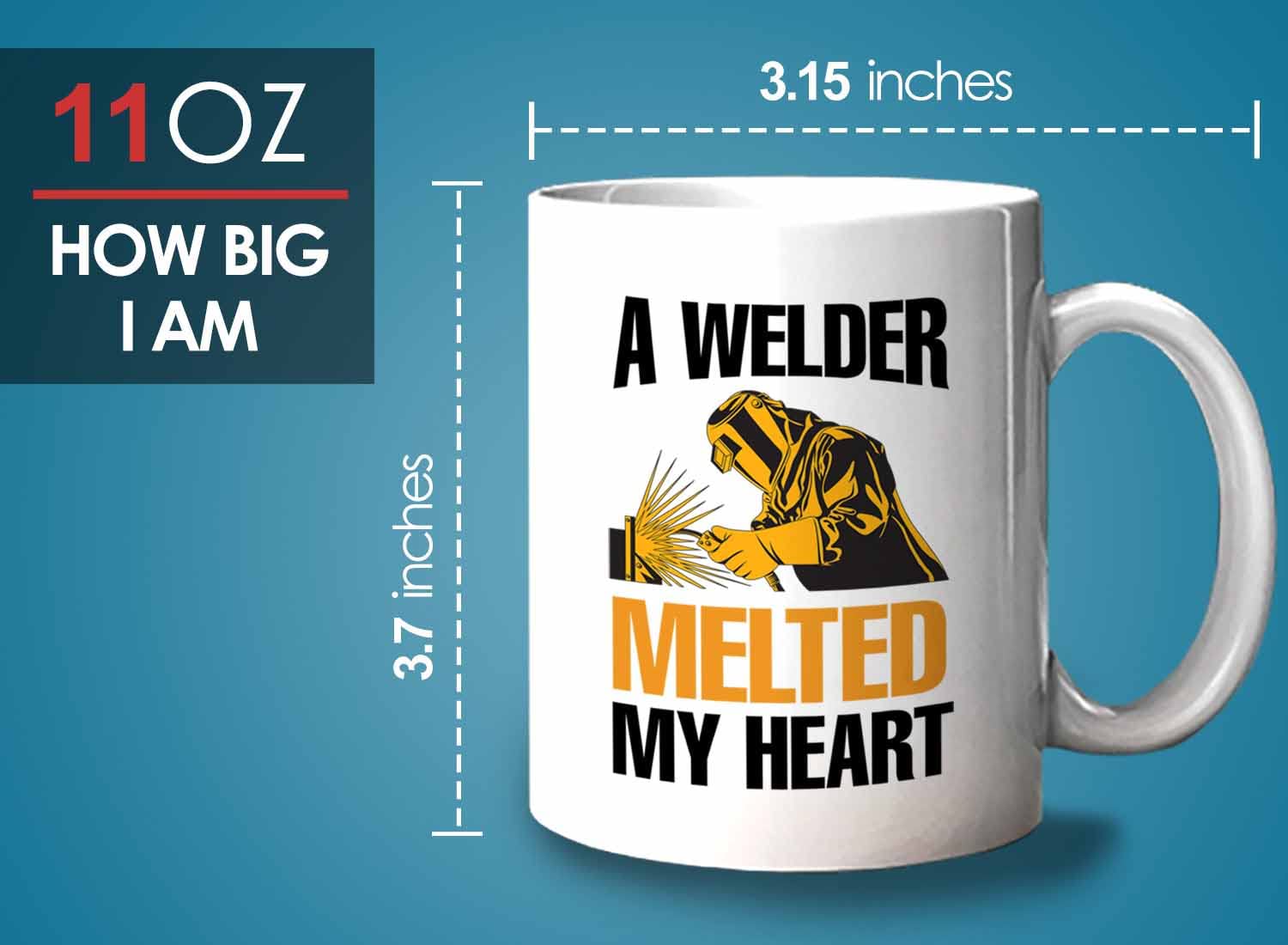 Bubble Hugs Welder Mug White 11oz - A Welder Melted My Heart - Specialize Judging Your Welds Machine Welding Fabricator